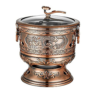 Stainless Steel Food Warmers, Dish Catering Heating Plate Stove Buffet with Pans and Fuel Holders for Buffets Caterings Parties Buffet Server Warming Tray/Red Copper