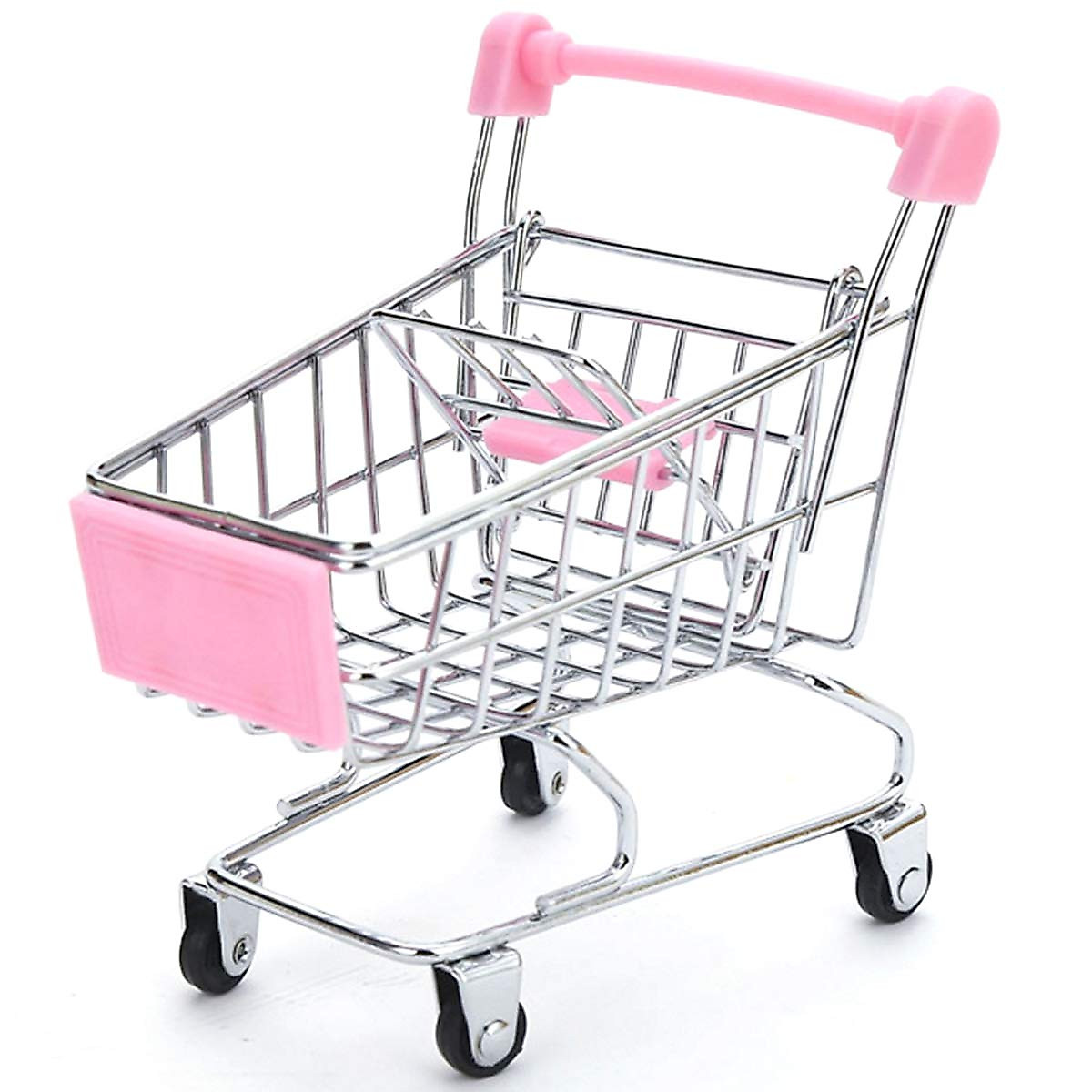 Mini Supermarket Handcart，4 Pack Supermarket Handcart Shopping Utility Cart Mode Storage Toy (Pink,Yellow,Red,Blue)