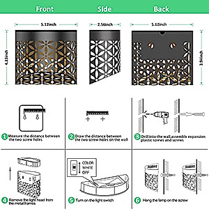 Timeflies Solar Deck Lights, 4 Pack Iron Solar Fence Lights Outdoor Waterproof Garden Decorative Lighting for Wall, Patio, Step, Stair, Yard