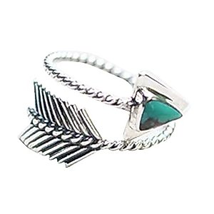 SEniutarm Engagement Love Rings Wedding Bands Vintage Women Triangle Faux Turquoise Arrow Open Ring Adjustable Finger Jewelry for Women/Girl Finger Rings DIY Jewelry Gifts - Antique Silver