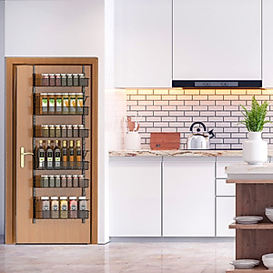 Coonoor 6 Tier Over The Door Pantry Organizer,Adjustable Baskets Closet Organizer Hanging Rack Spice Space Saver,Black