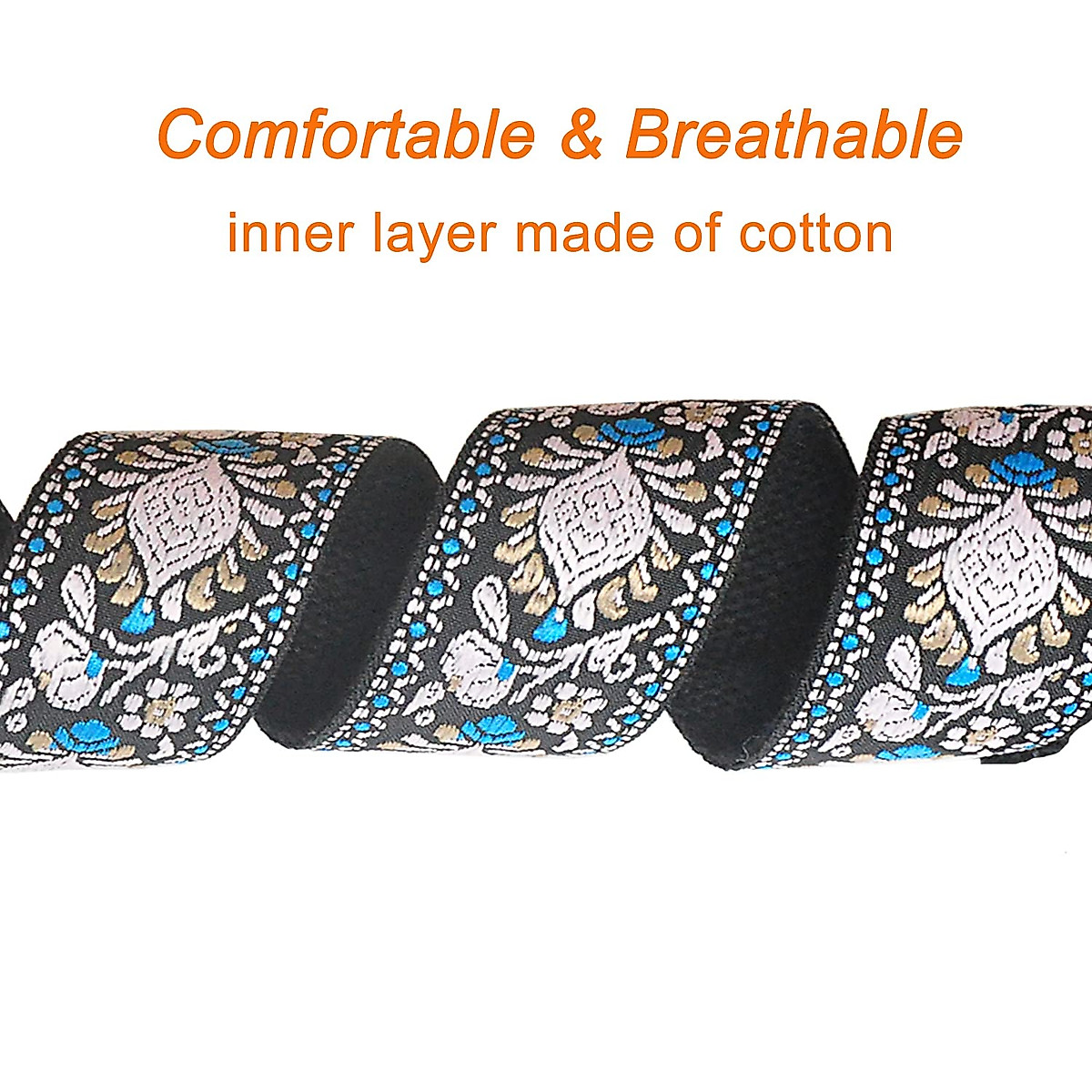 Farcaya Ukulele Strap Jacquard Flower for Soprano Concert Tenor Baritone UKE Neck Strap Lock Button (White Flower)