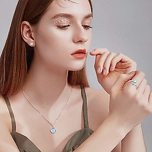 Mermaid Tail Moonstone Stud Earrings Jewelry Gifts 925 Sterling Silver Ocean Sea Whale’s Tail Earrings Moonstone Fishtail Stud Earrings for Women