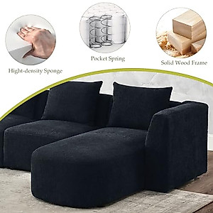 KIVENJAJA Modular Sectional Sofa, U-Shaped Couch with Double Chaise & Pillows, Modern Minimalist Boucle Fabric Large Comfy Cloud Sofas, Living Room Furniture Sets, 117 inch, Black