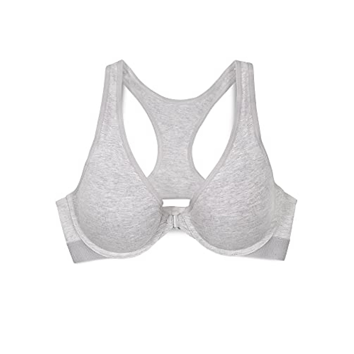 Smart & Sexy womens Comfort Cotton Front Back Close Racerback Bra, Light Grey Heather, 36D US