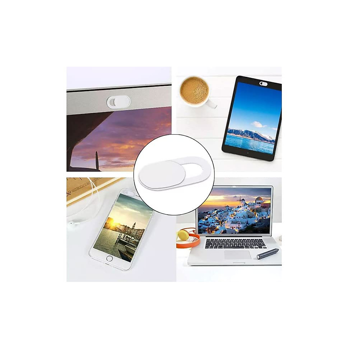 Laptop Camera Cover Slide 12 Pack Black&White, Webcam Cover Slide Phone Camera Cover, Ultra-Thin Computer Camera Cover Slide Blocker Slider Fits Most iPhone MacBook Laptop, Desktop, PC, Tablet…