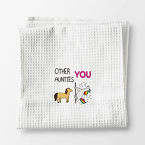 Funny Unicorn Other Aunties and You Kitchen Dish Towels Dishcloths,Best Auntie Gifts Tea Towels Hand Towels for Bathroom Kitchen,Birthday for Aunt Auntie from Niece Nephew