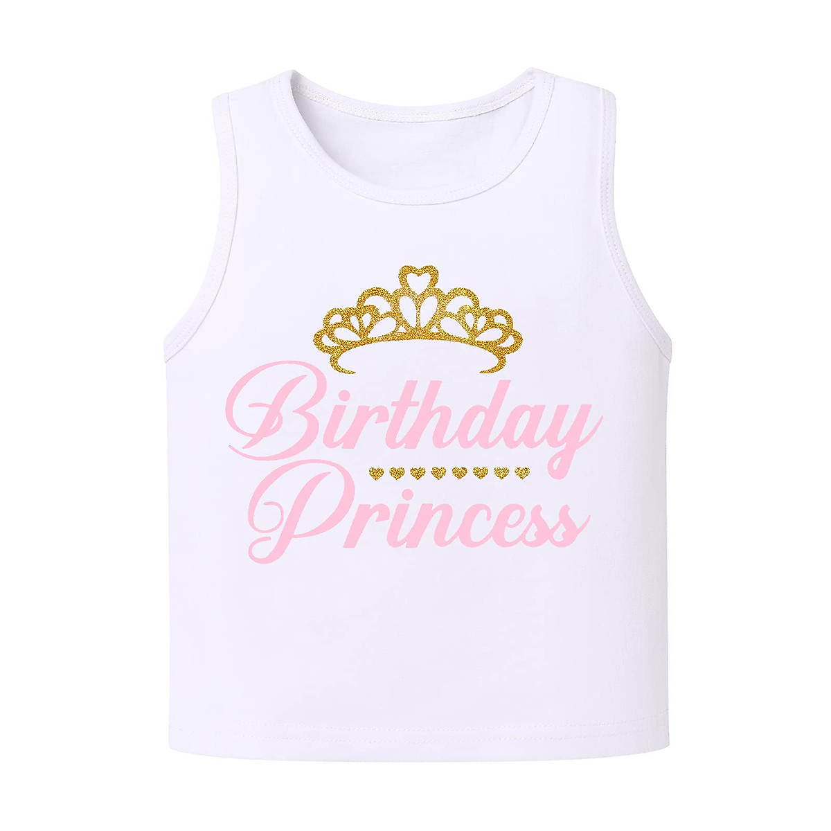 5th 6th Birthday Outfit Baby Girl T-Shirt Top Vest Mini Tutu Skirt Crown Headband Five Six Years Old Cake Smash Photo Shoot Princess Kids Fifth Sixth Birthday Outfit Summer Boho Clothes Pink 5-6X