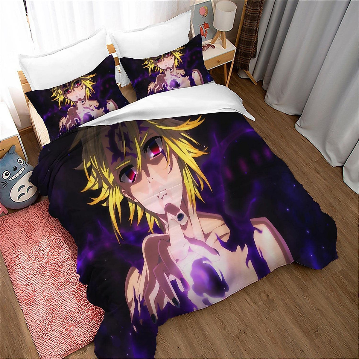 LHASA Seven Deadly Sins Anime Wrath Duvet Covers, Soft Microfiber Washed Duvet Cover Set 3 Pieces with Zipper Closure. (05,Full (79"x90"))