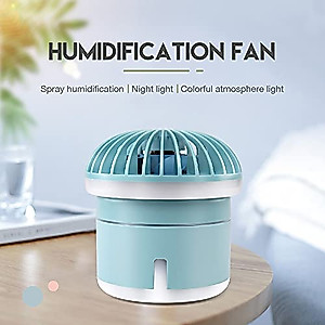 Small Personal Desk Fan Mini Misting Fan USB Rechargeable ultra-light portable long standby,3 Modes Mist Output with 350ml Water Tank,Cooling 3 Speeds Fan for Kids, Students, Outdoor, Bedroom, Office (blue)