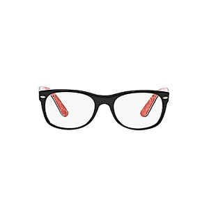 Ray-Ban RX5184 New Wayfarer Square Prescription Eyeglass Frames, Black on Texture Red/Demo Lens, 52 mm
