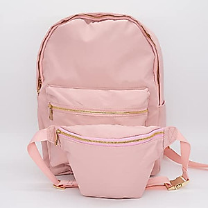 Phlox Collective Nylon Backpack, Fashion Backpack, for Women, Men (Dark Pink)