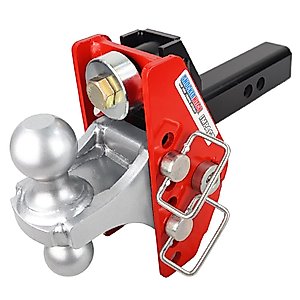 Shocker Impact Cushion Hitch Combo Ball Mount 4" Rise to 4" Drop, Fits 2" Hitch Silver Combo 2" & 2-5/16" Balls