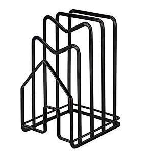 Topyond Cutting Board Rack, Chopping Board Storage Rack Multifunctional Pot Pan Lid Stand Holder,Iron Good Ventilation Kitchen Countertop Organizer(Black)