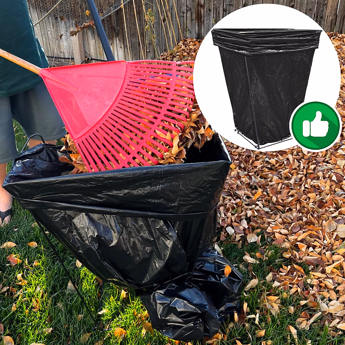 LFUTARI 1pc Metal Trash Bag Holder - Garbage Bag Holder Frame Holds 30-45 Gallon Plastic Bags-Multi-Use Outdoor Leaf Bag Stand for Yard Camping Garden Lawn Party Supplies