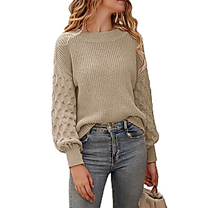 PRETTYGARDEN Women's 2024 Winter Pullover Sweater Casual Long Sleeve Crewneck Loose Chunky Knit Jumper Tops Blouse (Apricot,Large)