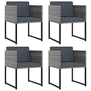 vidaXL Patio Dining Set with Cushions 13 Pieces Garden Poolside Courtyard Home Party Dinner Tables and Chairs Furniture Poly Rattan Black