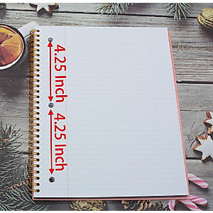 YIKANGHENG Tearable Loose-leaf Spiral Notebook, 2 Pcs 2 Color 3 Punch Design 10.5 Inch x 8.27 Inch Hard Plastic Cover 80 Sheets (160 Pages) 80 GSM for Study and Office Supplies (Blue and Pink)