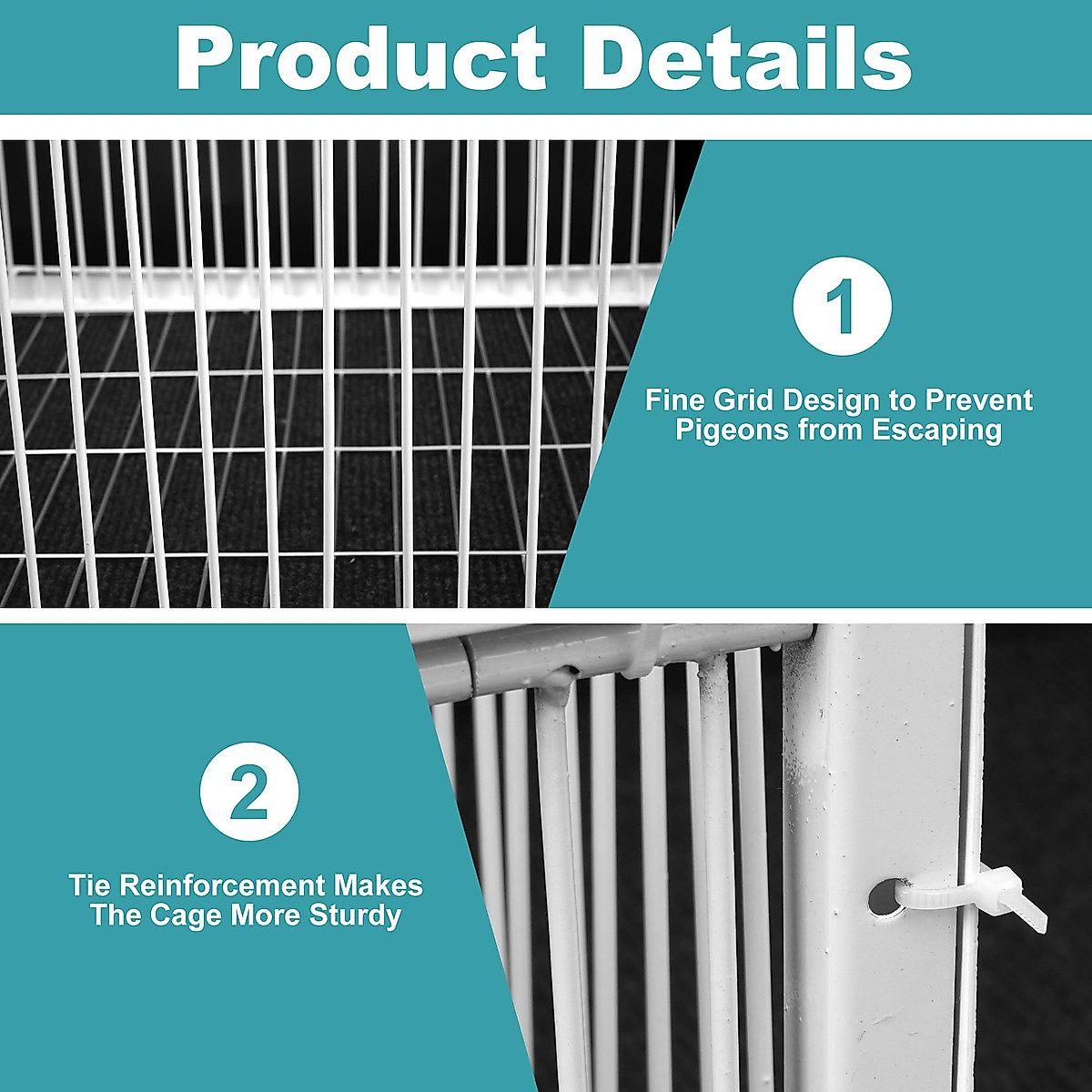 KUJIBGY Pigeon Trap with Escape-Proof Design Small Birds Live Hunting Trap Iron Cage with One-Way Entry Outdoor Patio Garden Farm Warehouse Humane Trap for Pigeon Sparrow Mouse Rabbit Chicken