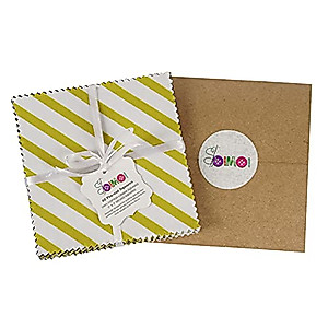 Soimoi Geometric Patterns Print Precut 5-inch Cotton Fabric Quilting Squares Charm Pack DIY Patchwork Sewing Craft- Black & Yellow