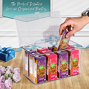 Sorbus Durable Plastic Storage Bins with Lids- Stackable Refrigerator Organizer Bins- MultiPurpose & Versatile- Lightweight Pantry Organizer- Cabinet Organizers and Storage for Kitchen- 3 Pack (L,M,S)