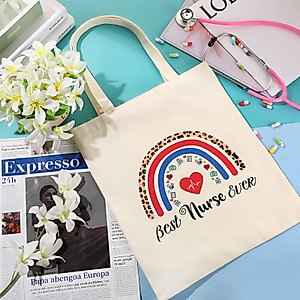 LEIFIDE 2 Pcs Nurse Appreciation Gifts Bags for Women Nurse Canvas Bags, Thank You Nurse Canvas Bag with Pocket for Nurse Coworkers Graduation Party Nurse Appreciation Week Gifts Supplies