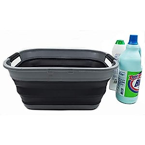 SAMMART 17.5L (4.6 Gallon) Small Collapsible/Foldable/Pop Up/Portable Washing Tub, Water Capacity 13.5L (1, Grey/Black)