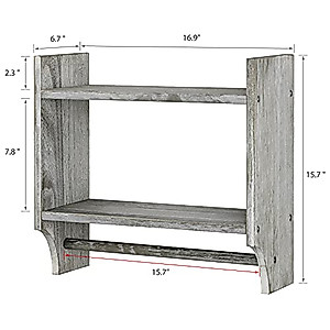 LIANTRAL Bathroom Towel Rack, 2-Tier Rustic Bathroom Shelves with Towel Rack for Bathroom Towel Storage, Over The Toilet Storage