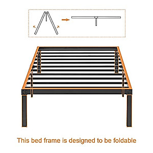 VECELO 14 Inch Metal Platform Bed Frame,Heavy Duty Steel Slat/Noise Free&No Box Spring Needed/Easy Assembly Mattress Foundation, Twin Size (Black)