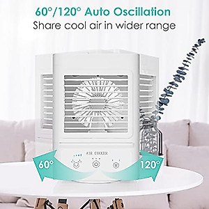 Air Conditioner Portable for Room, Evaporative Compac Air Cooler with 3 Cooling Levels, 3 Wind Speeds, 700ml Water Tank For Home,Office