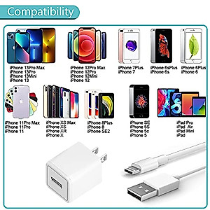 Apple MFi Certified iPhone Charger,2 Set 3.3FT Lightning Cable with USB Plug Fast Charging Cube High Speed Data Sync USB Cable Compatible with iPhone 11/12/13 Pro Max/XS/XR/X/8/7/Plus/6S/SE/iPad