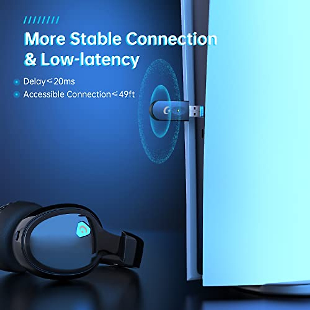 Gtheos 2.4GHz Wireless Gaming Headphones for PC, PS4, PS5, Mac, Nintendo Switch, Bluetooth 5.2 Gaming Headset with Detachable Noise Canceling Microphone, Stereo Sound, 3.5mm Wired Mode for Xbox Series