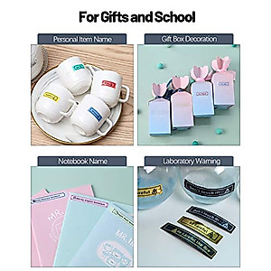 Phomemo P3100 Laminated Label Tape- Phomemo Compatible Label Tape Replacement for Brother Ptouch Label Maker Tape for PT-D210 PT-H100 D600, 4pcs Black on White Label Tape 12mm (1/2 Inch) x 8m