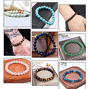 Jewdreamer 12Pcs Healing Stone Beaded Bracelets for Women Men Semi-Precious Gemstones Bracelets Crystal Beaded Bracelet Unisex Adjustable Stretch Bracelets 8MM