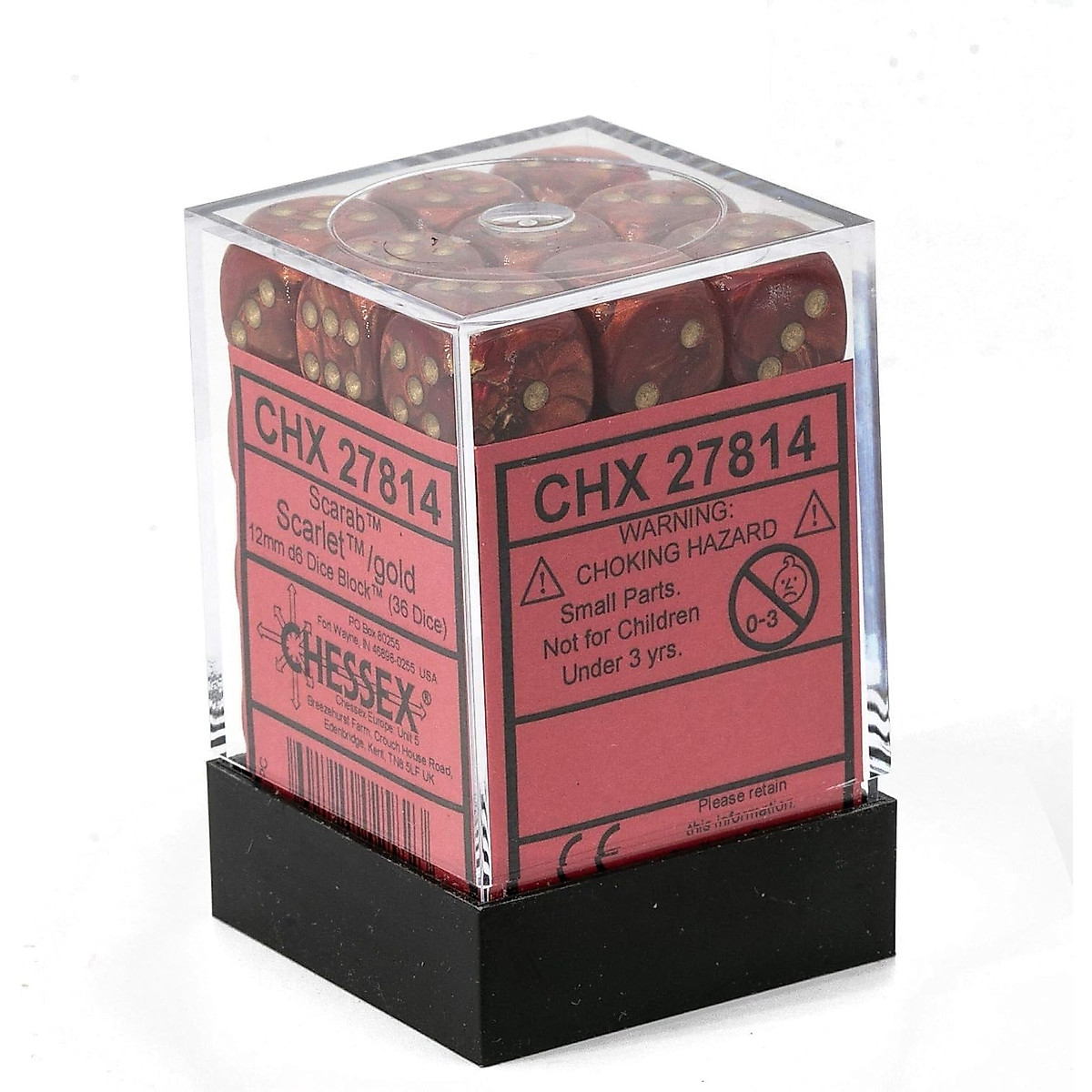 Chessex DND Dice Set-Chessex D&D Dice-12mm Scarab Scarlet and Gold Plastic Polyhedral Dice Set-Dungeons and Dragons Dice ludes 36 Dice – D6, Various (CHX27814)