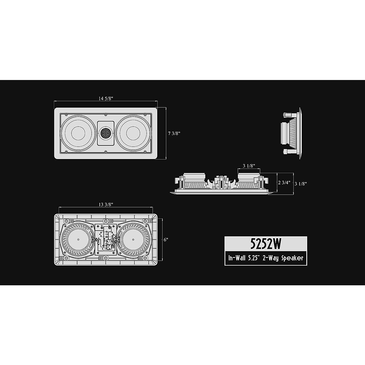 5252W Silver Ticket in-Wall Speaker with Pivoting Tweeter (Dual 5.25 Inch in-Wall Center Channel)