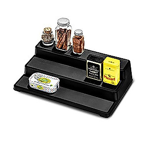 madesmart Three Tier Organizer-Cabinet Collection Fits Most Shelf Spaces, Soft-Grip Surface, Non-Slip Feet & BPA-Free, Large, Carbon