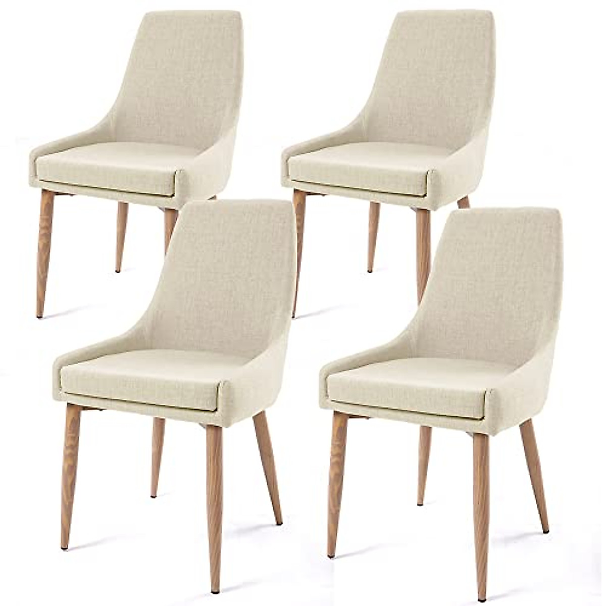 E&D FURNITURE Dining Chairs, Upholstered Metal Leg Living Room Chair Set of 4 Accent Beige Fabric Dining Comfy Chair for Kitchen and Dining Room