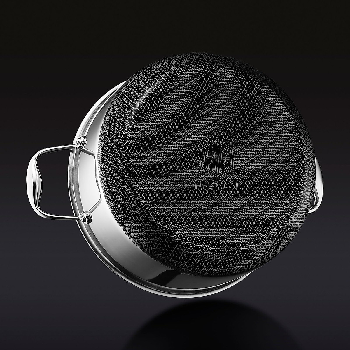 HexClad Hybrid Nonstick 8-Quart Stockpot with Tempered Glass Lid, Dishwasher Safe, Induction Ready, Compatible with All Cooktops