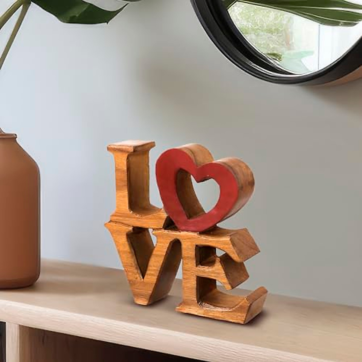 Decozen Handcrafted Solid Wood Sculpture from Daughter, Son, Husband - Ideal for Home, Mantel, Fireplace, and Foyer Decor - Tabletop Accent