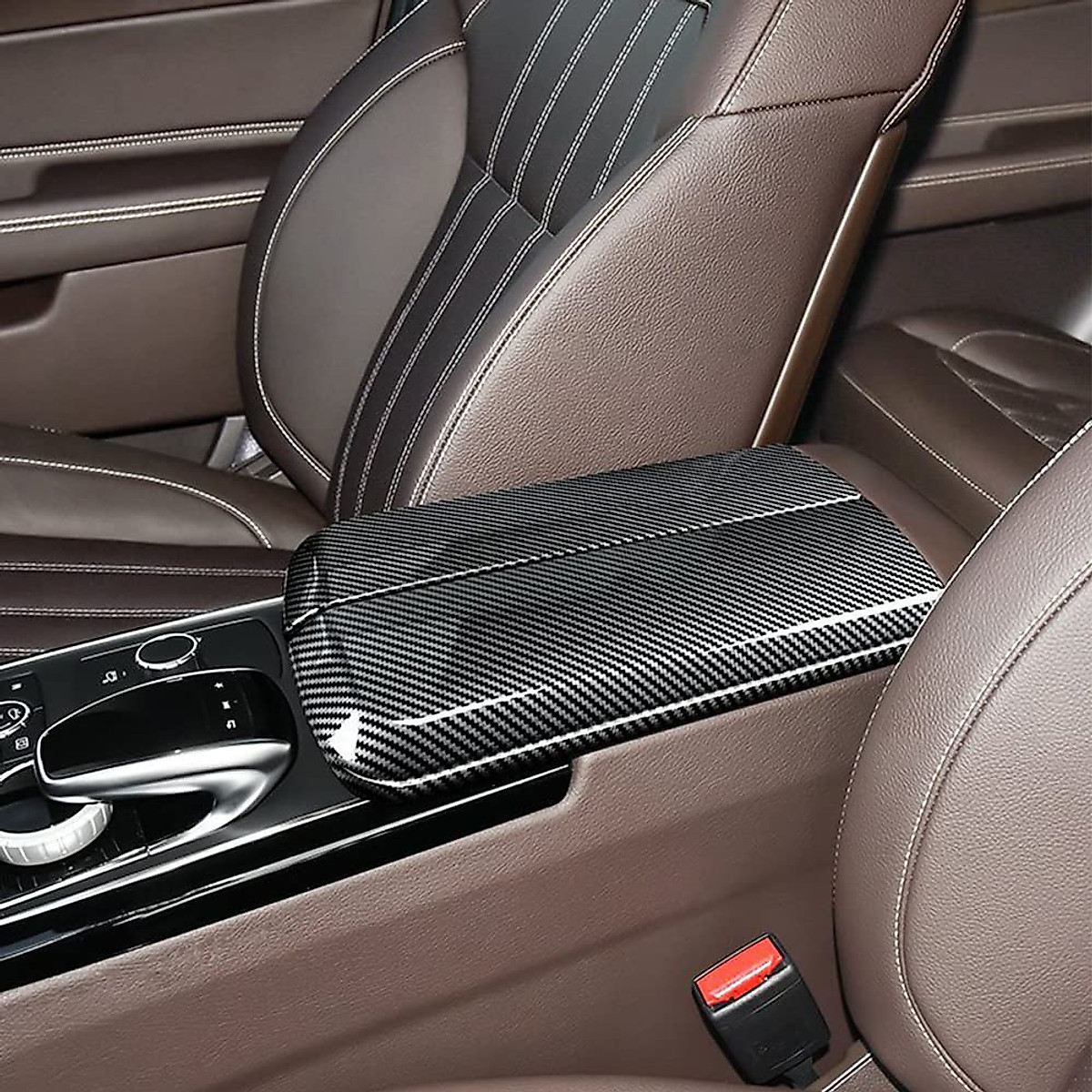 for Mercedes-Benz GLE GLS ML GL Class W166 X166 2012-2019 Carbon Fiber Car Center Console Armrest Box Panel Protection Cover Trim 350 400 500e 550 63 AMG S Accessory (Center Console with Mouse)
