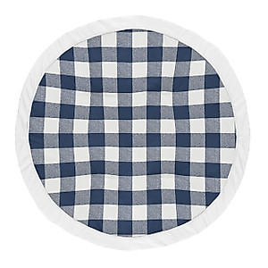 Sweet Jojo Designs Navy Buffalo Plaid Check Boy Baby Playmat Tummy Time Infant Play Mat - Blue and White Woodland Rustic Country Farmhouse Lumberjack