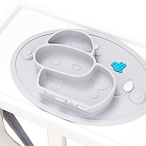 Silicone Divided Toddler Plates - Portable Non Slip Suction Plates Placemat for Children Babies and Kids BPA Free Baby Dinner Plate Bowl
