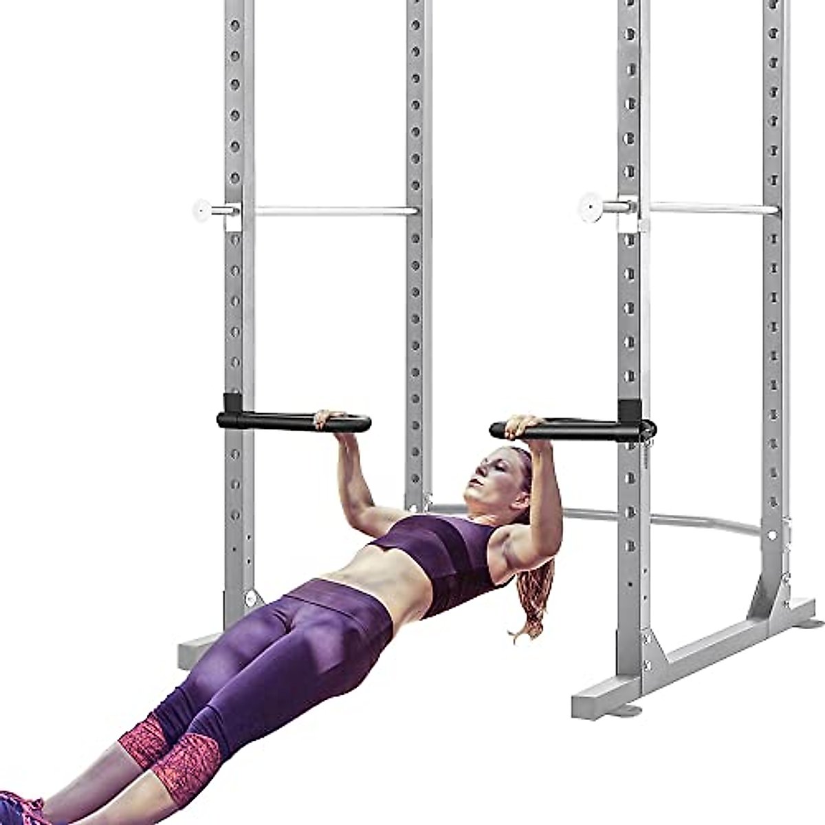 SELEWARE Solid Dip Bar Attachment for 2" x 2" with 1/2" Hole Power Cage Squat Rack, Set of 2 Dip Bar Multi-Grip Handles for Strength Training