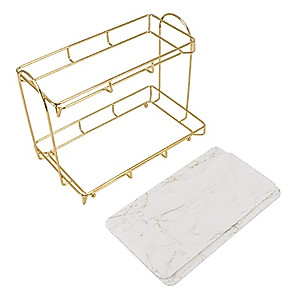 Mumusuki Over Toilet Bathroom Storage, 2 Tier Bathroom Organizer Shelf Above Toilet Storage Rack with Hooks for Bedroom Living Room Bathroom (L)