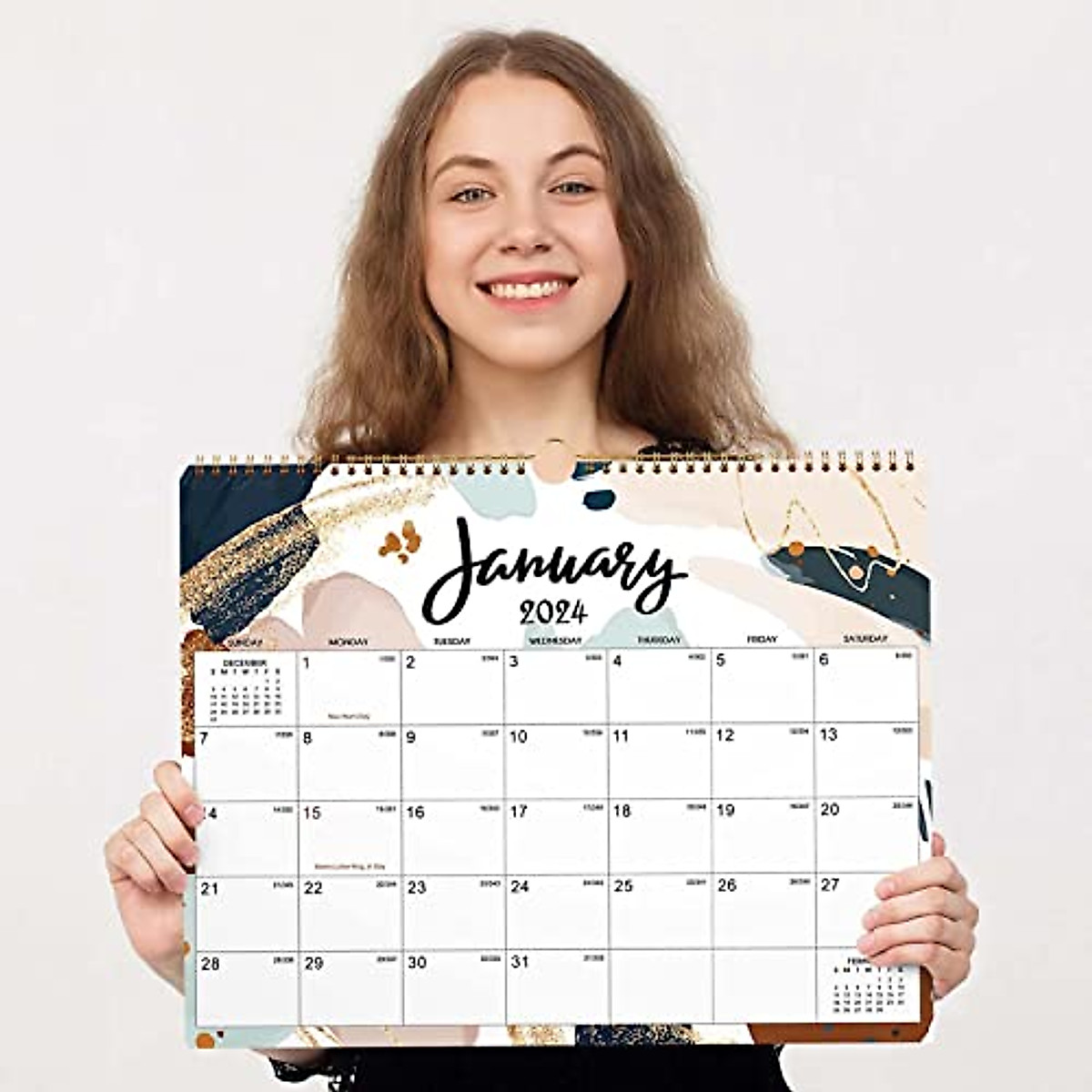 2023-2024 Wall Calendar - 18 Months Calendar from Jul. 2023 - Dec. 2024, 14.8" x 11.6", Twin-Wire Binding, Blank Block with Julian Dates, Perfect for Organizing at Home, School & Office