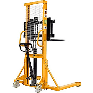 ilin Electric Pallet Jack Truck Lithium Battery 3300LBS Capacity 48" x 27" Fork Size and Manual Pallet Stacker 1100lbs Capacity 63" Lift Height with Straddle Legs Adjustable Forks