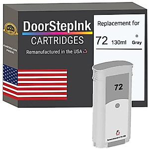 DoorStepInk Remanufactured in The USA Ink Cartridge Replacements for HP 72 130ml Gray C9374A for HP DesignJet T1120 T1200 T1300 T2300 T610 T620 T770 T790 T795