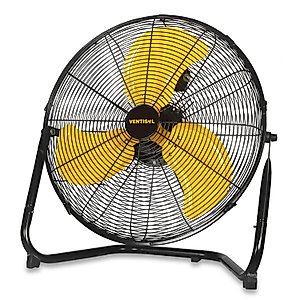 VENTISOL 20 Inch High Velocity Commercial Industrial Floor Fan 4650CFM with 3-Speeds,360 Degree Adjustable Tilting Head, Metal Shop Fan for Home,Garage, Greenhouse, Basement- ETL listed