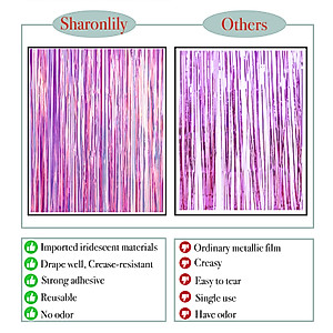 Sharonlily Gorgeous Iridescent Pink Foil Fringe Curtain-2 Pack 3.2x8.2 Feet Premium Neon Metallic Streamers Photo Booth Backdrop for Birthday Bachelorette Graduation Party Decorations (Pink-Orange)